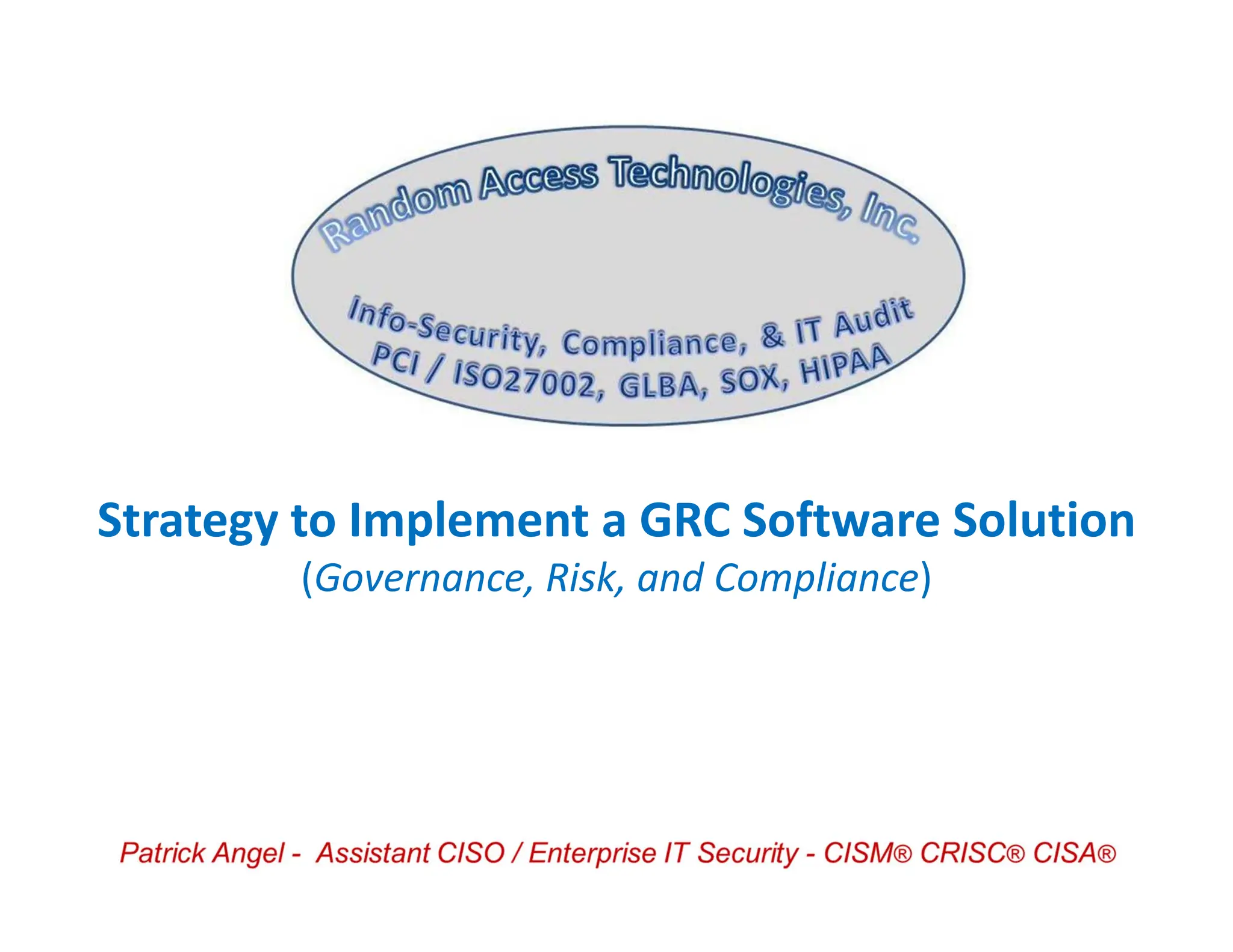Strategy to Design / Implement a GRC Sys | PPT