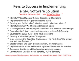 Strategy to Design / Implement a GRC Sys | PPT