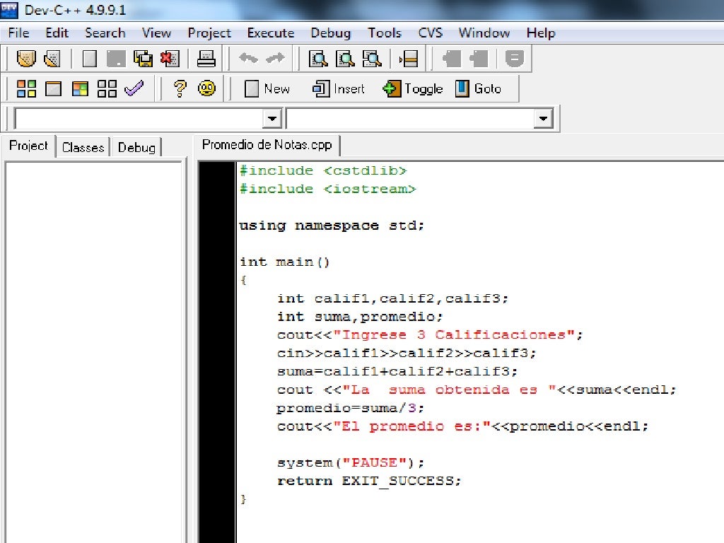 PROGRAMAS EN DEV C++