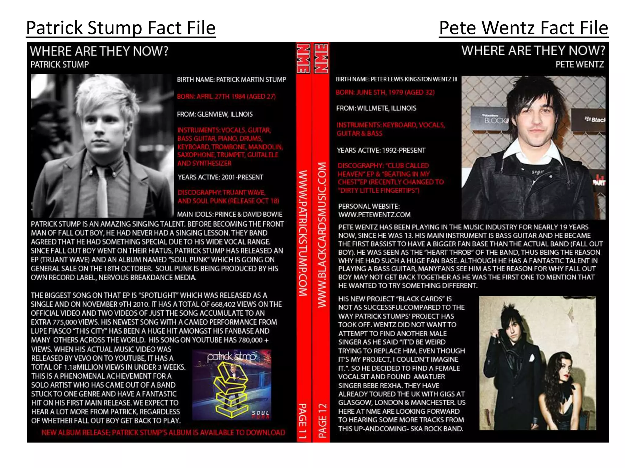 Fall Out Boy Magazine | PPTX | Contemporary Hits/Pop/Top 40 | Music