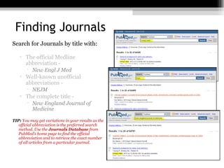 PUBMED: Searching and Search Features | PPT
