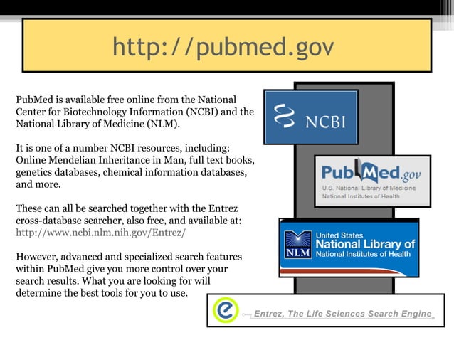 PUBMED: Searching and Search Features | PPT