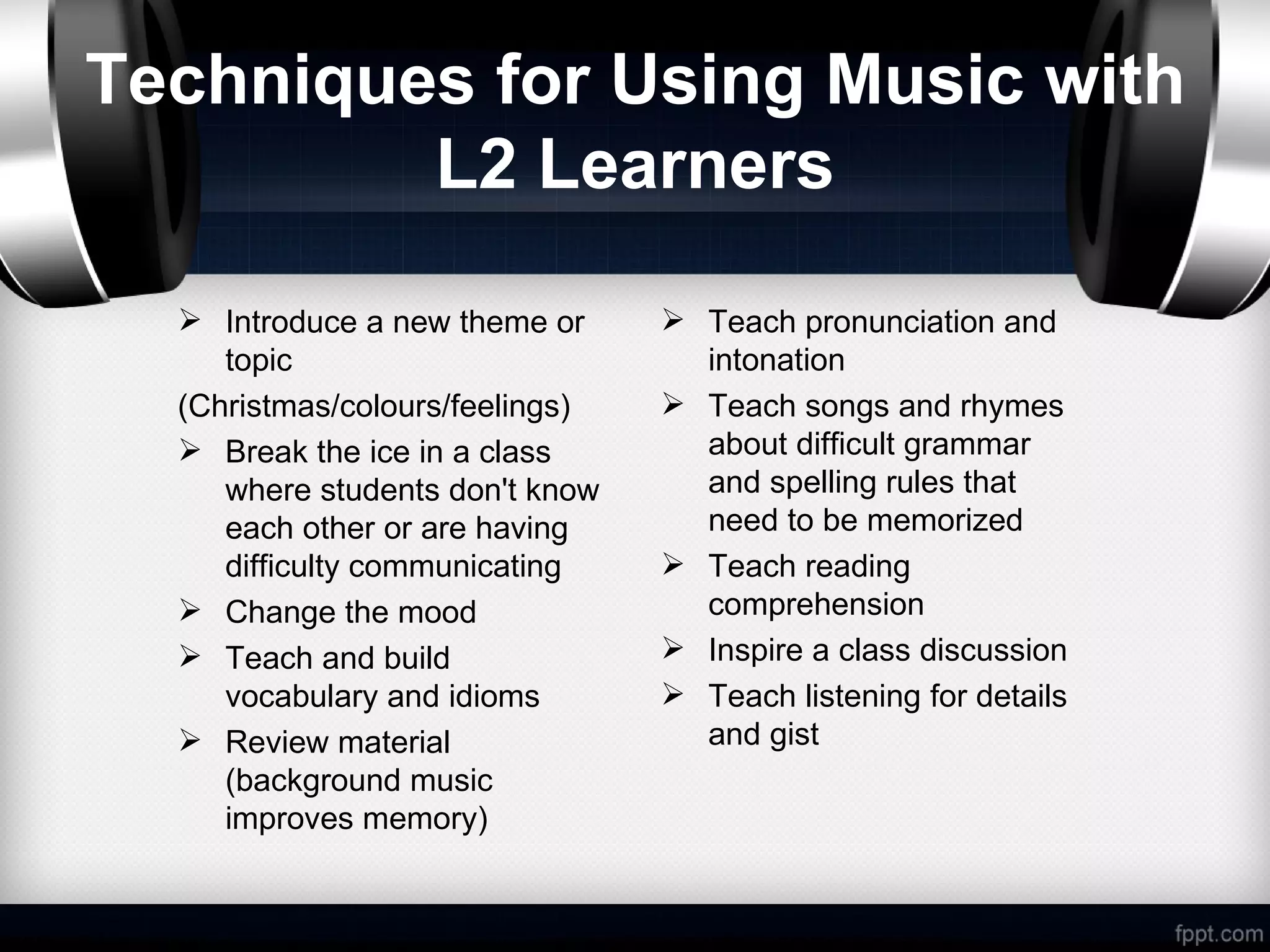 Using Songs in the English Classroom | PPT | Children\'s Music | Music