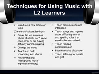 Using Songs in the English Classroom | PPT