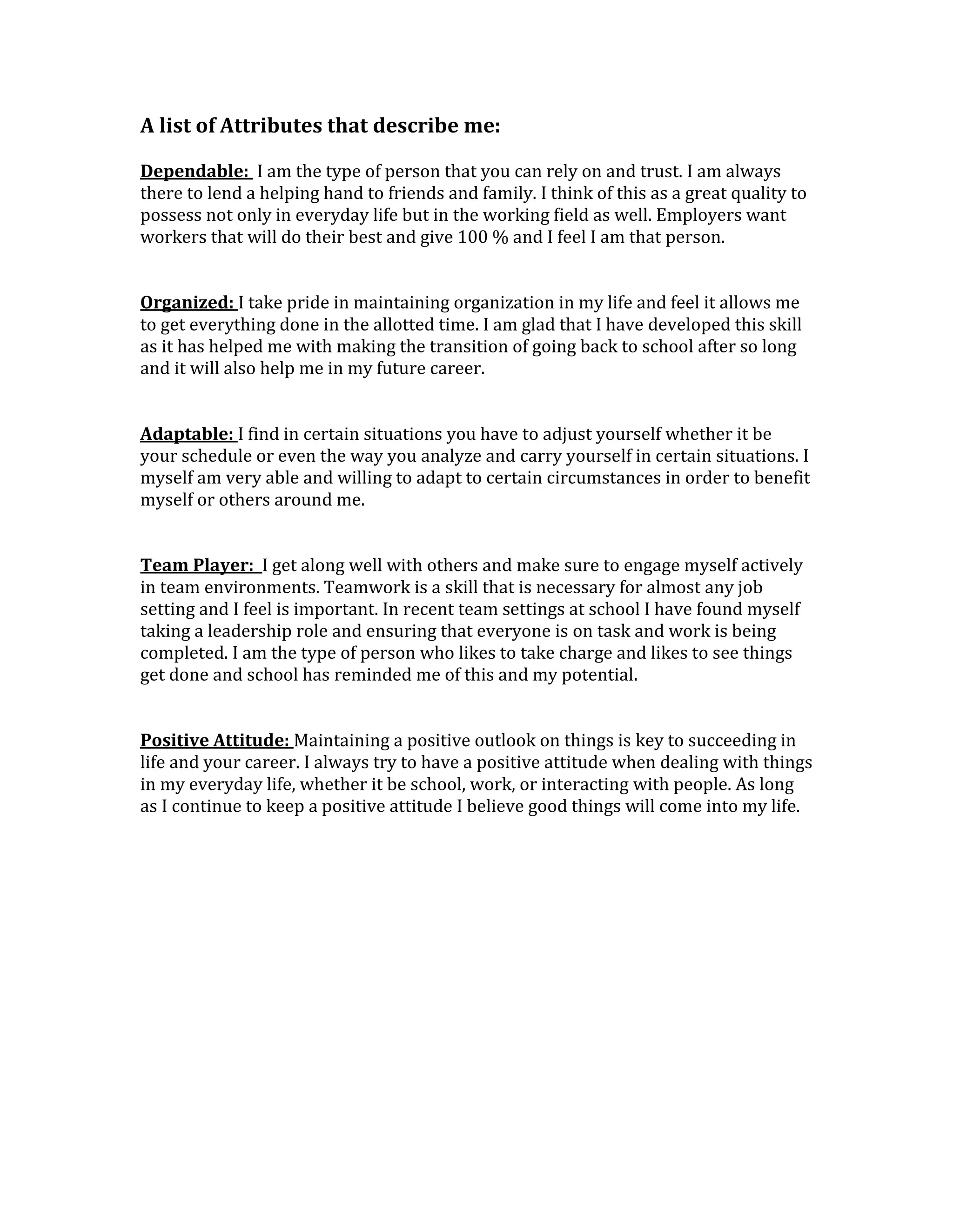 Attributes that describe me | PDF | Free Download