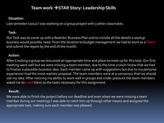 STAR stories | PPTX | Homework and Study | Education