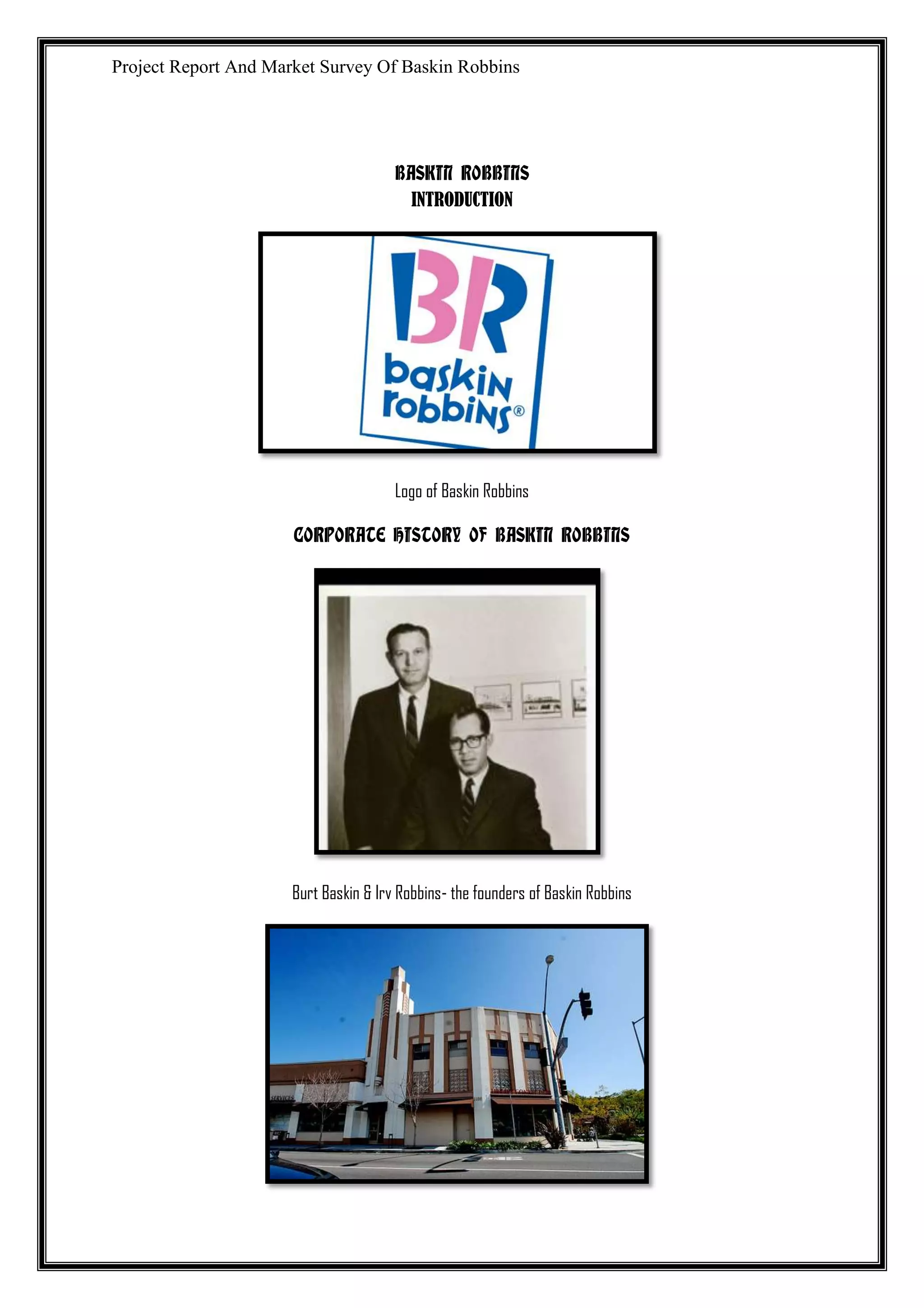 Project Report And Market Survey of Baskin Robbins- Cbse class 12 Entrepreneurship Project | DOCX