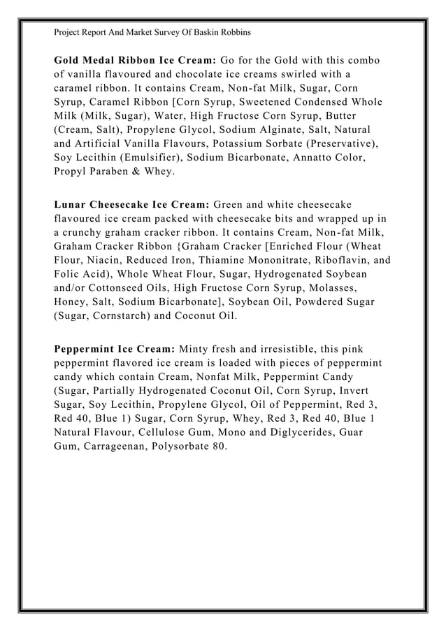 Project Report And Market Survey of Baskin Robbins- Cbse class 12 Entrepreneurship Project | DOCX