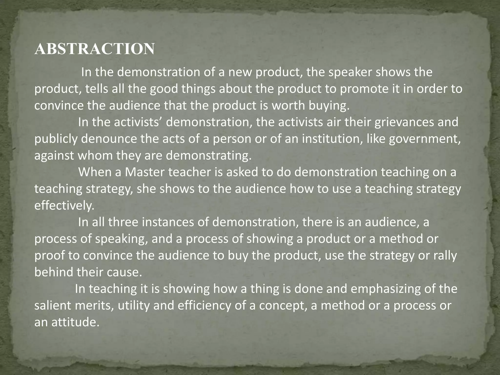 demonstration in teaching | PPTX
