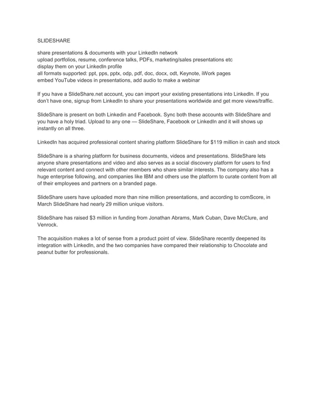 Slideshare Overview | DOCX | Technology & Computing