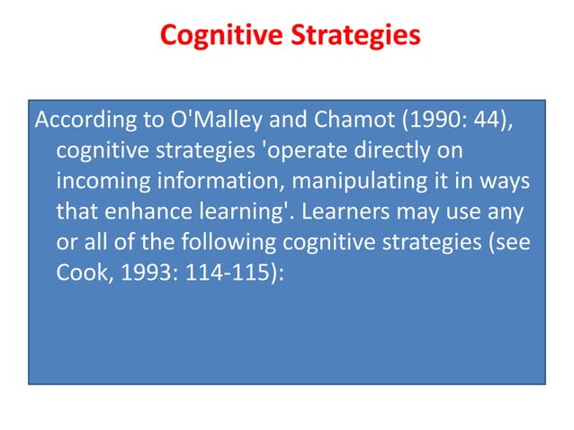 Cognitive Strategies-Metacognitive Strategies | PPT