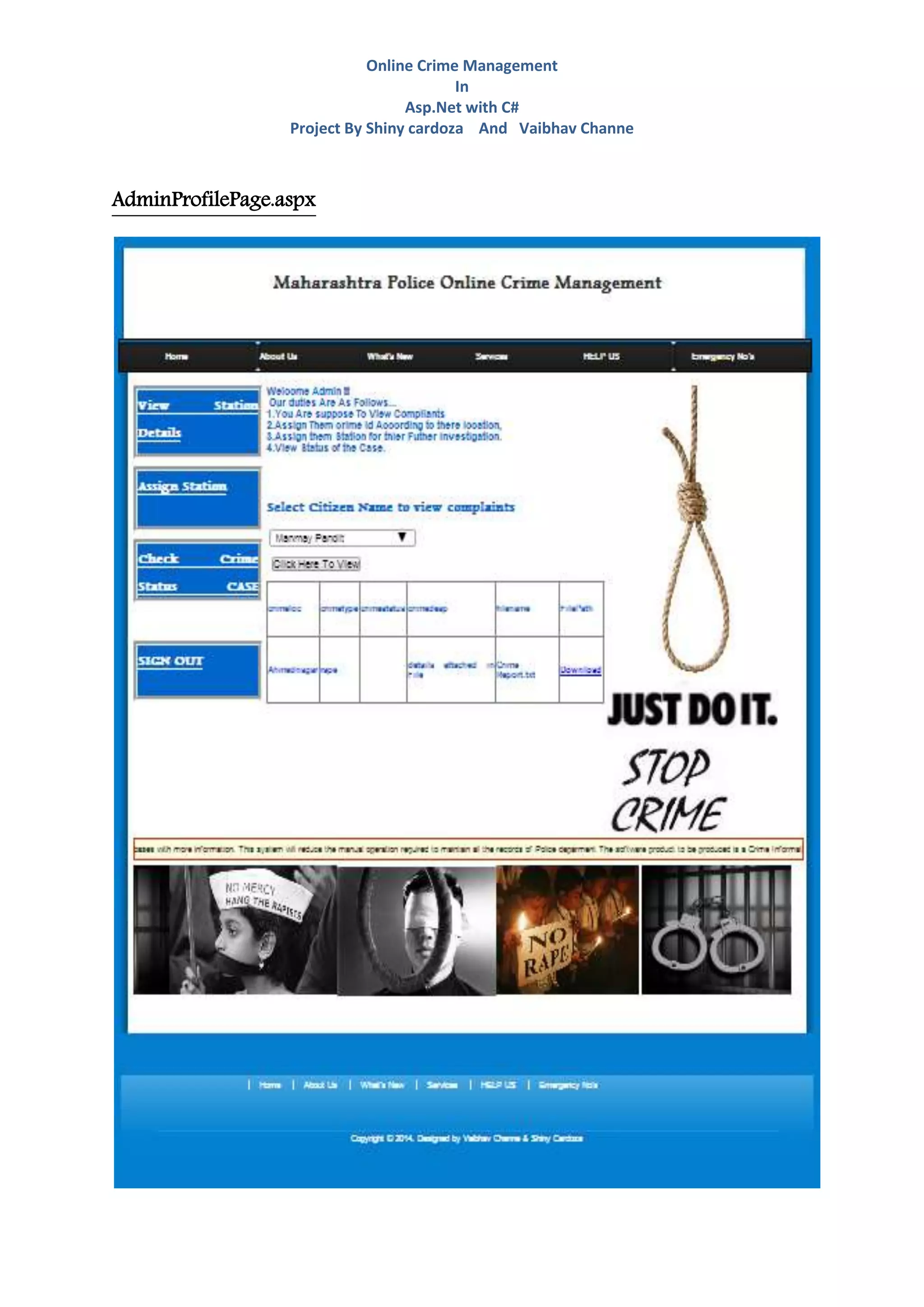 Online Crime Management system | DOCX