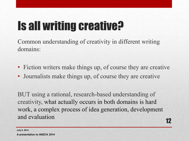 Creating stories: A comparative analysis of the creative process of ...