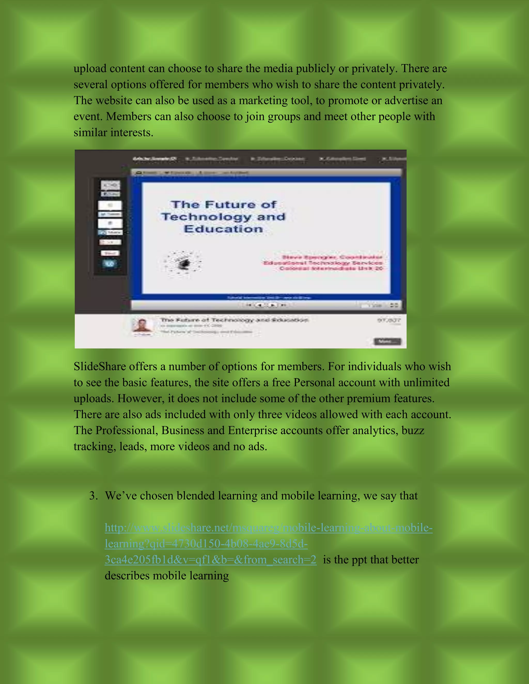 Slideshare | DOCX | Web Development | Internet