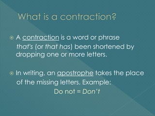 Use of Contractions | PPTX