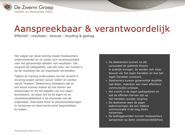 Persoonlijke effectiviteit met een focus op houding en gedrag | PPT