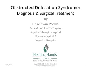 Obstructed Defecation Syndrome: Diagnosis & Surgical Treatment | PPT