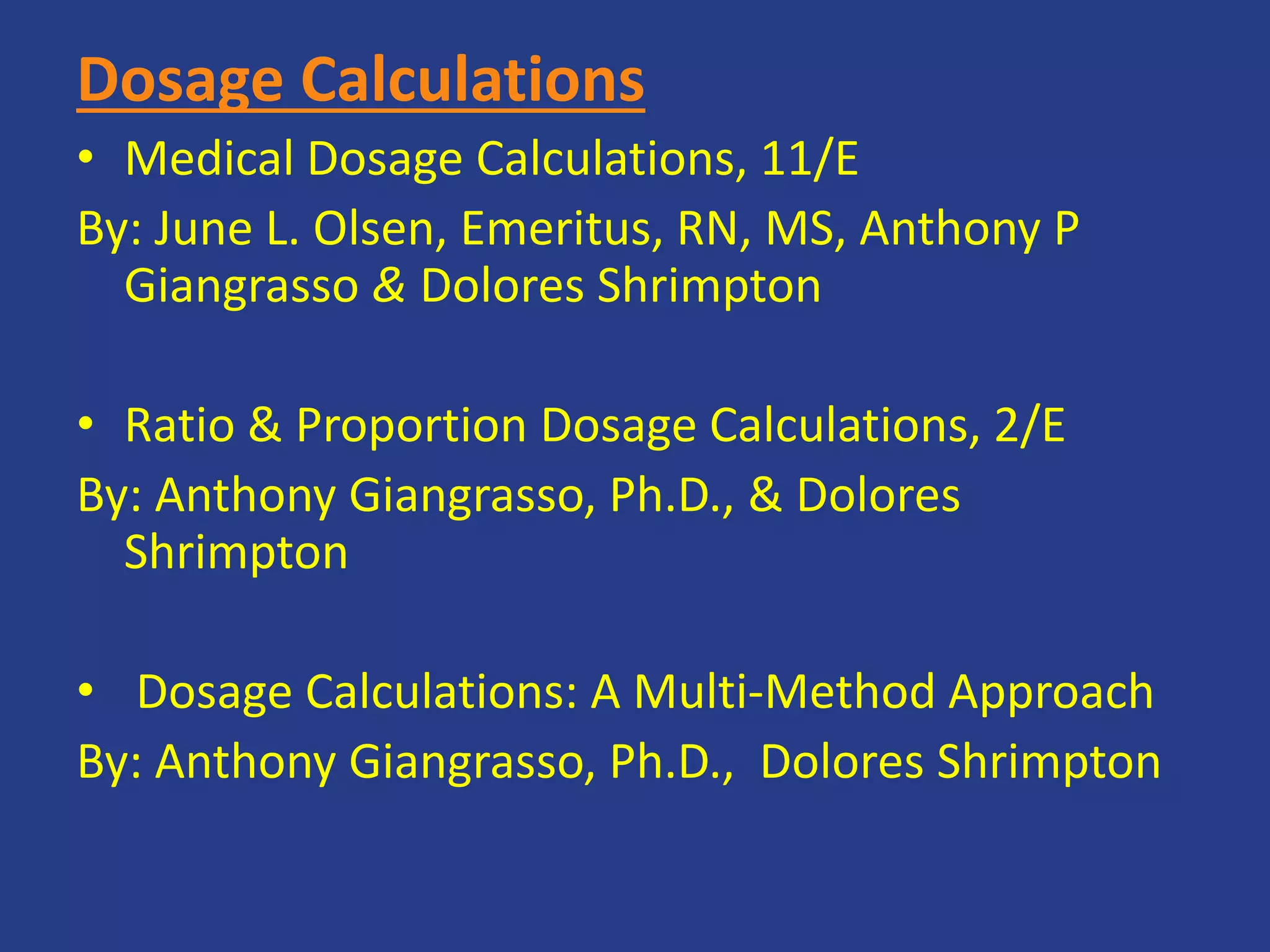Medical Dosage Calculations, 11th edition | PPTX