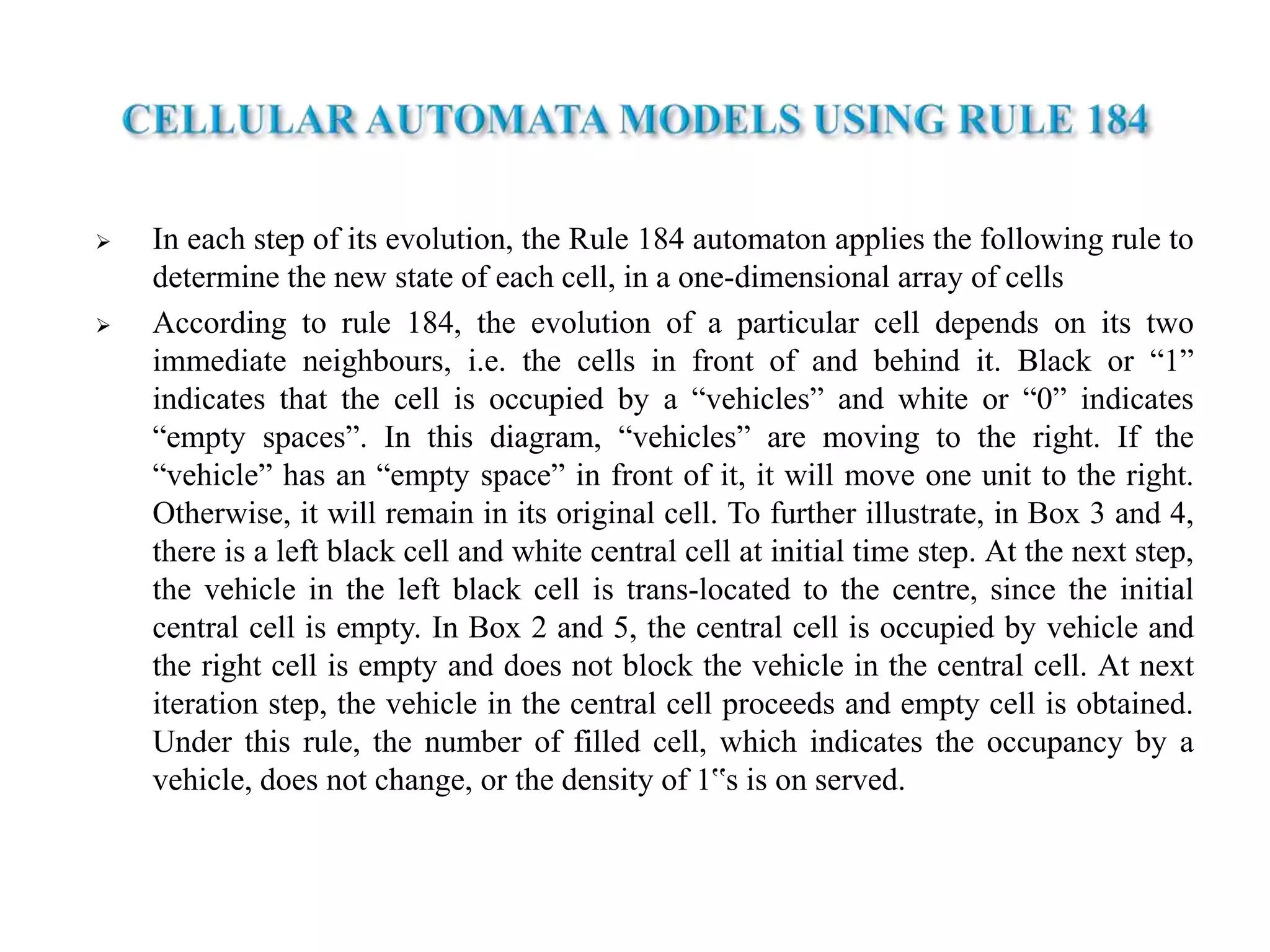 CELLULAR AUTOMATA TRAFFIC FLOW MODEL | PPTX