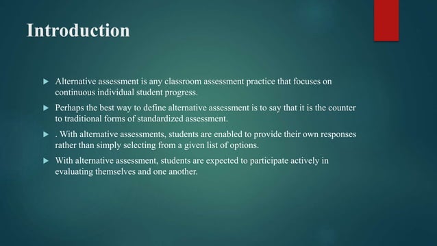 Altrenative Assessment | PPTX | Educational Assessment | Education
