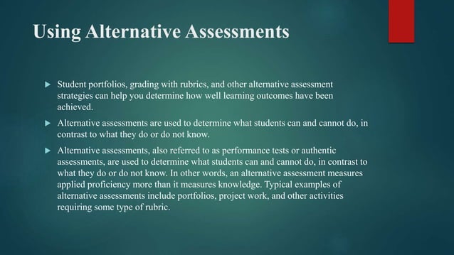 Altrenative Assessment | PPTX | Educational Assessment | Education