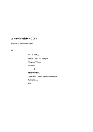A Hand Book For K-CET | PDF