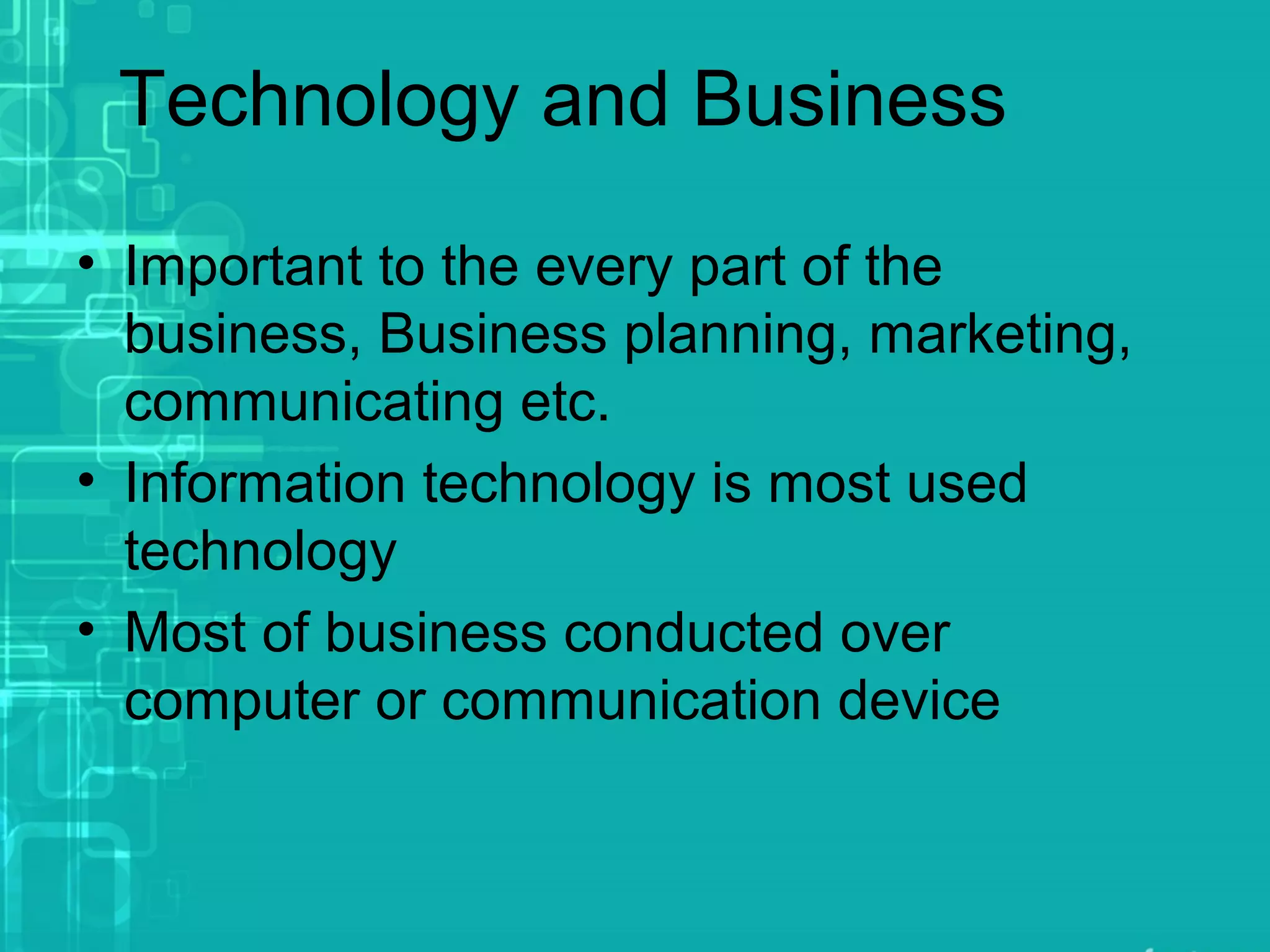 Use of Technology in business | PPT