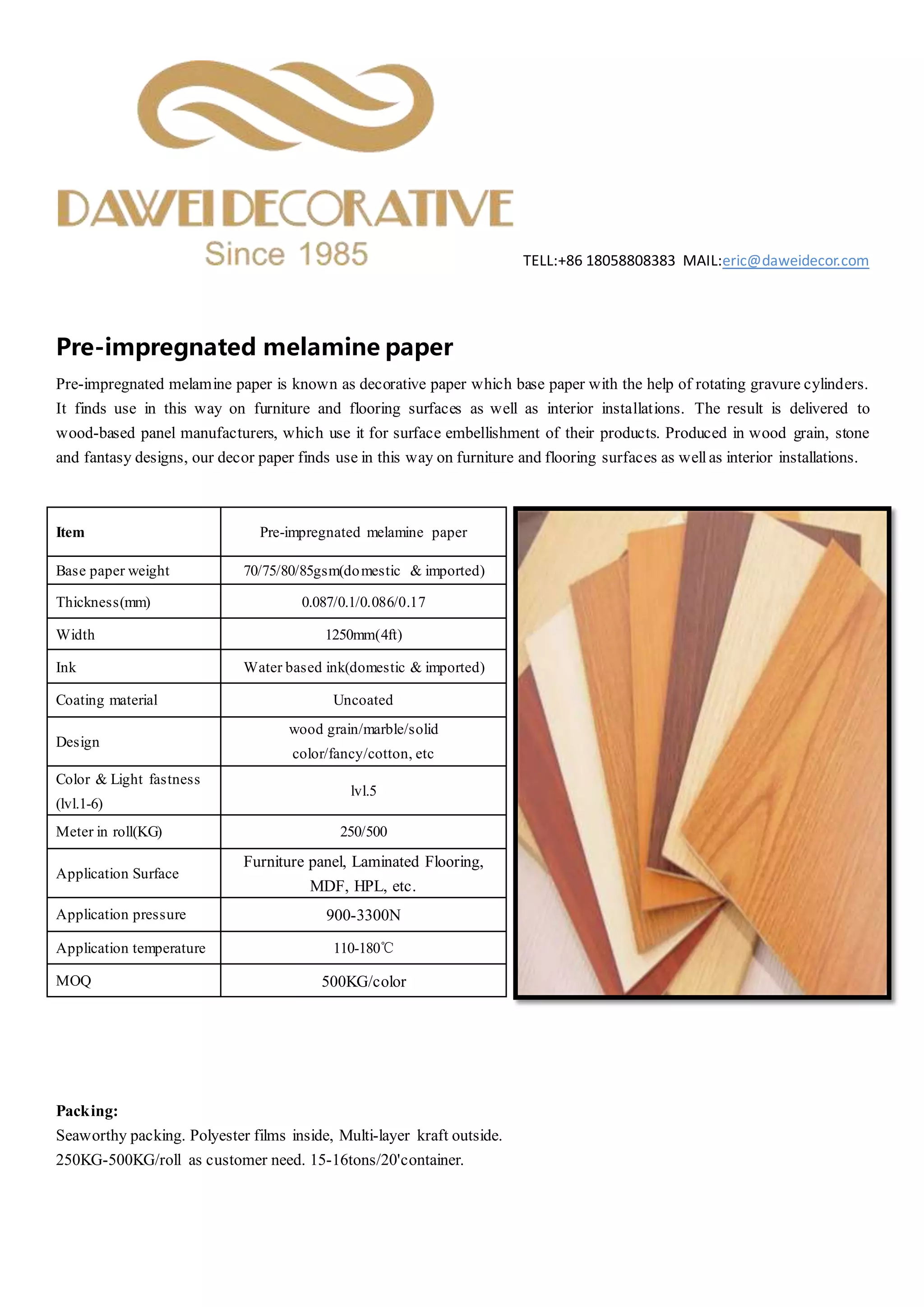 Dawei Decorative Material LTD Product catalog | DOCX