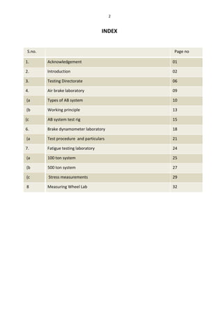 RDSO PROJECT REPORT , LKO | PDF