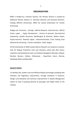 RDSO PROJECT REPORT , LKO | PDF