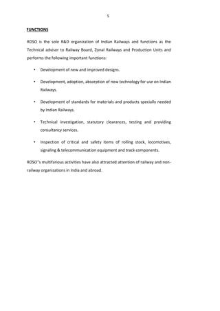 RDSO PROJECT REPORT , LKO | PDF