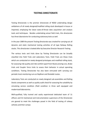 RDSO PROJECT REPORT , LKO | PDF