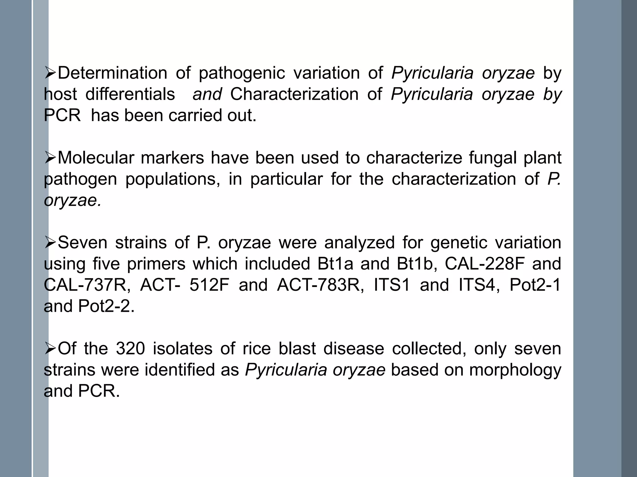 Identification of Race/strain of Phytopathogenic Fungi through ...