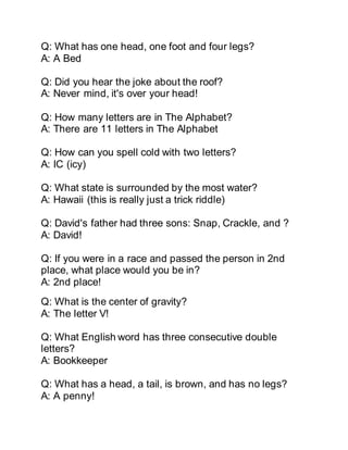 Riddles that will make your belly pain | PDF