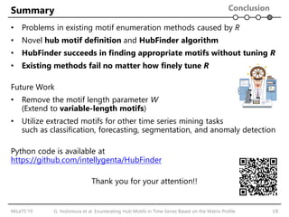MiLeTS'19: Enumerating Hub Motifs in Time Series Based on the Matrix Profile | PPT