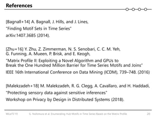 MiLeTS'19: Enumerating Hub Motifs in Time Series Based on the Matrix Profile | PPT