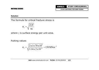 Material Science - Mechanical Strength - Numerical - AMIE (Winter 2019 ...