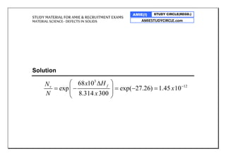 Material Science - Defects in Solids - AMIE (Summer 2019) | PDF