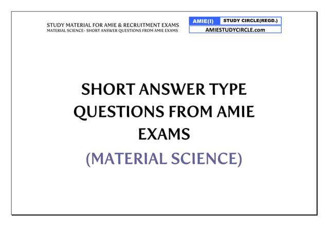 Material Science - Short Answer Type Questions from AMIE Exams | PDF ...