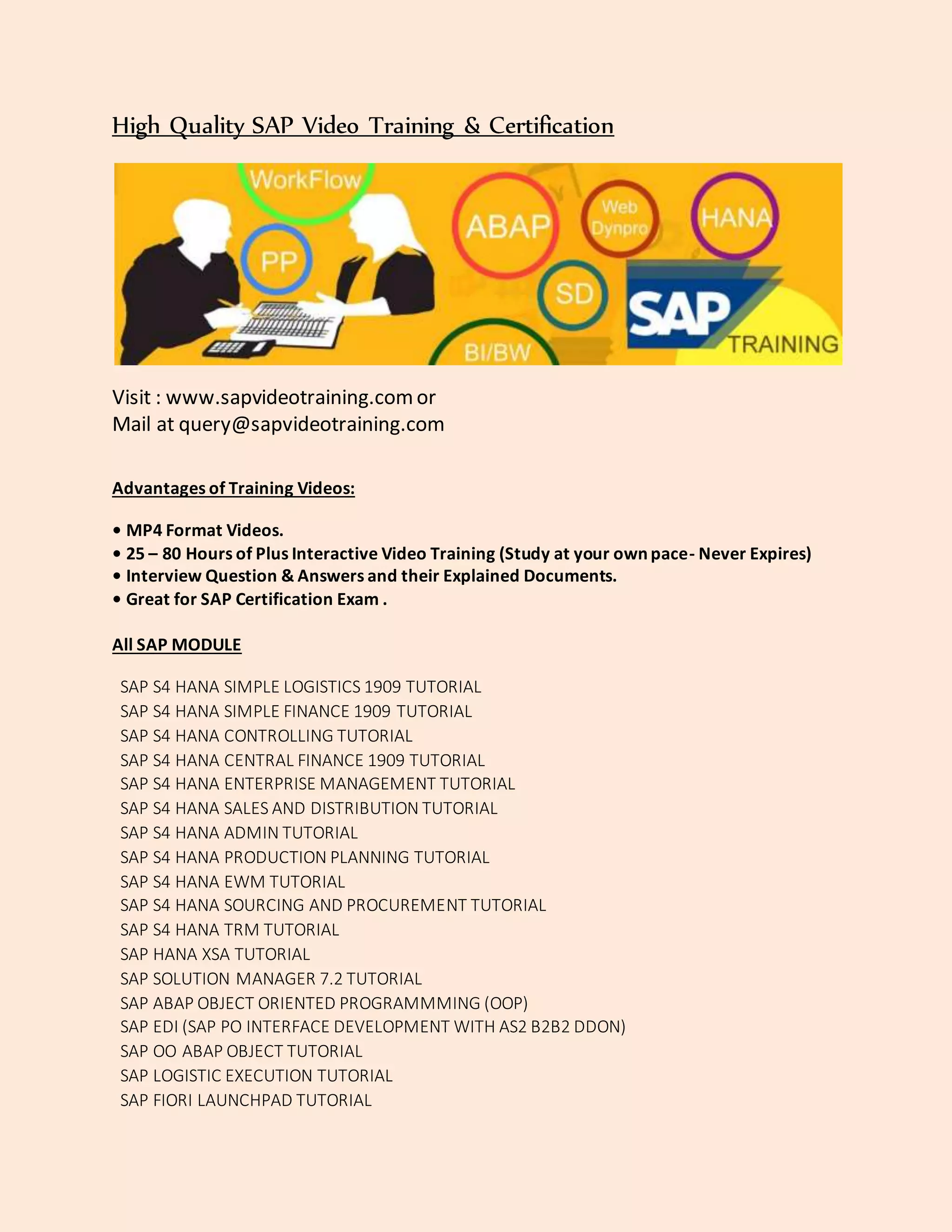 SAP VIDEO TUTORIAL | PDF