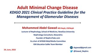 Adult Minimal Change Disease (KDIGO 2021 Guidelines) | PDF