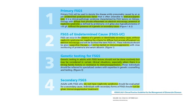 Focal Segmental Glomerulosclerosis - FSGS (KDIGO 2021 Guidelines) - Dr ...