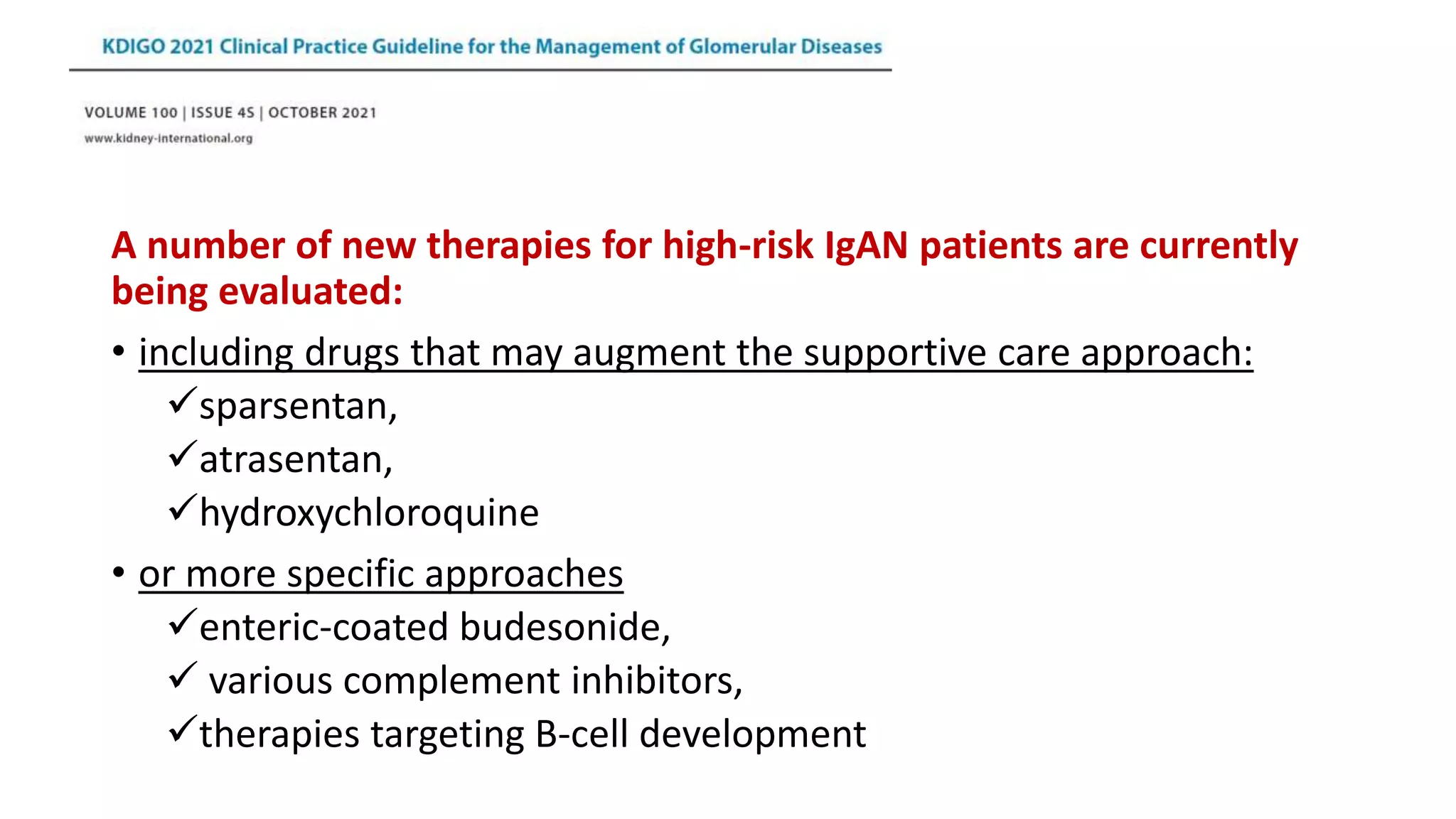 IgA Nephropathy (KDIGO 2021 Guidelines) - Dr. Gawad | PPTX