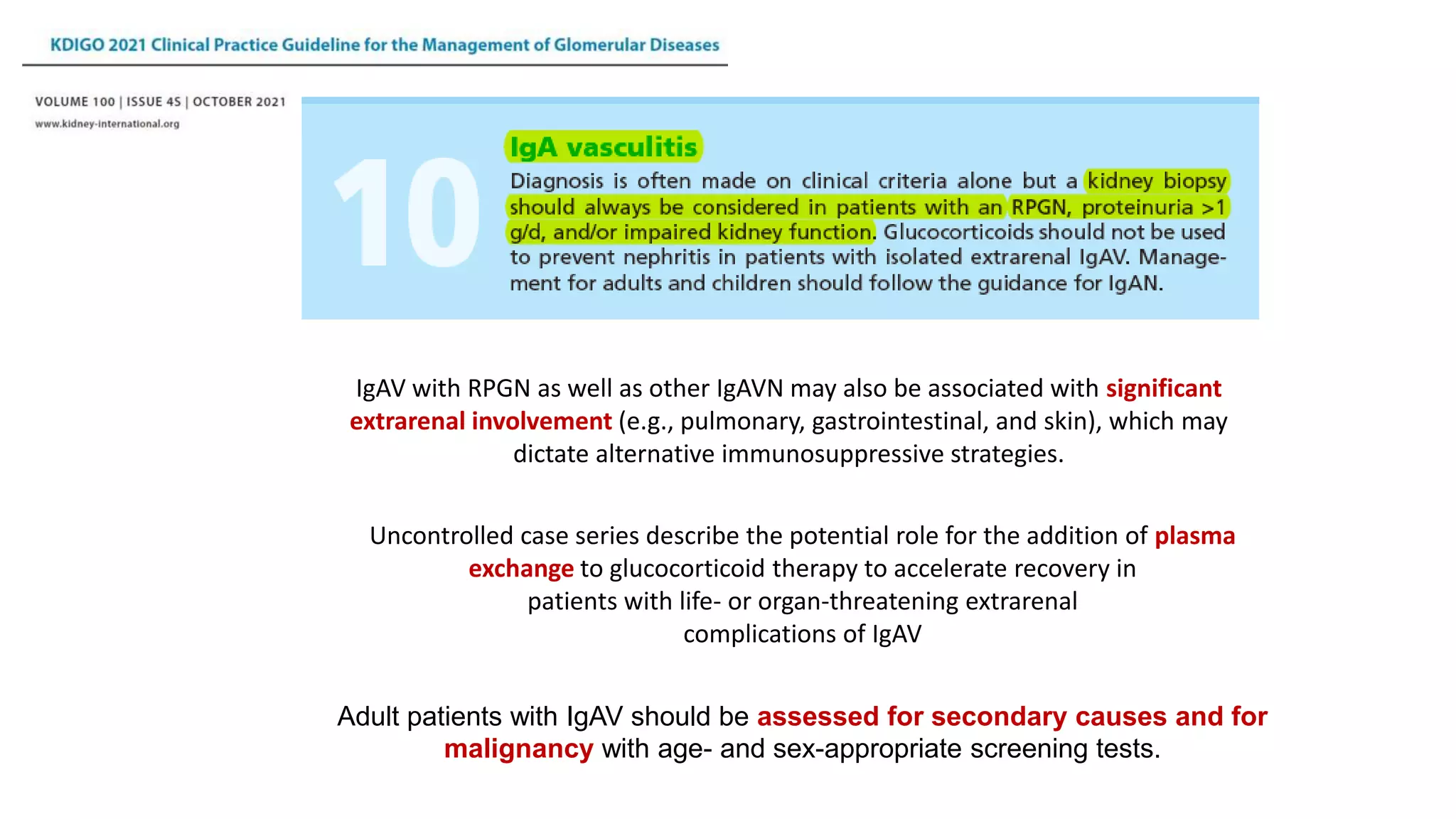 IgA Nephropathy (KDIGO 2021 Guidelines) - Dr. Gawad | PPTX