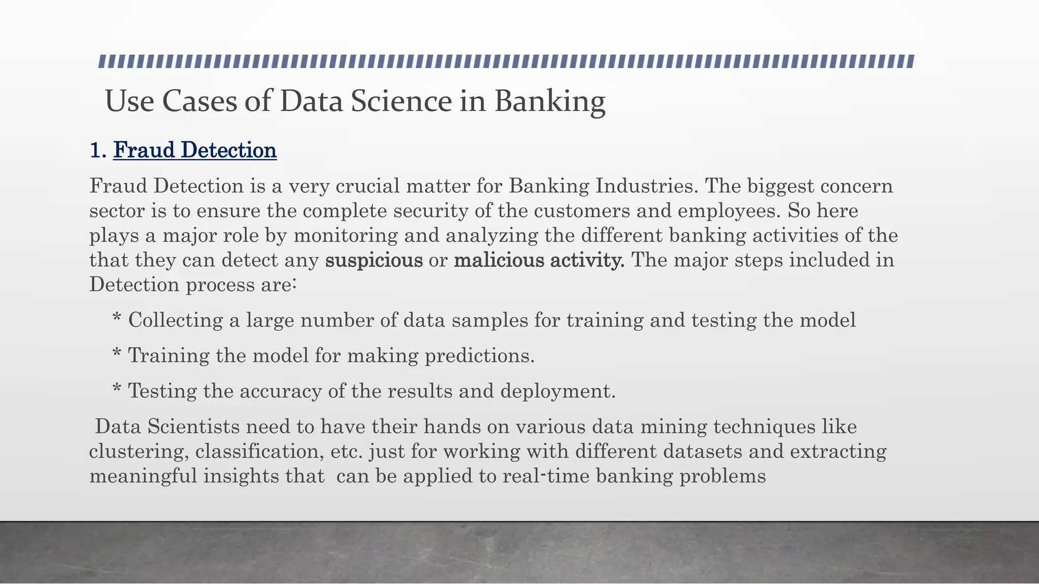 Data science in banking sector | PPTX