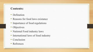 Law and regulation related to food industry | PPTX