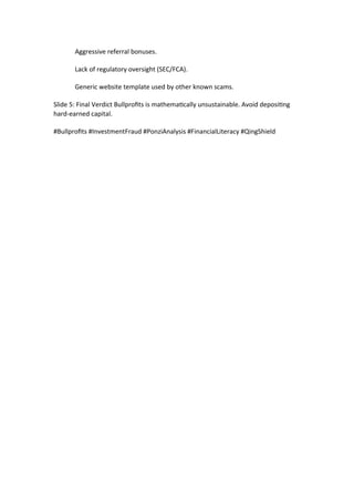 Anatomy of a High-Yield Scam: The Bullprofits Analysis | DOCX