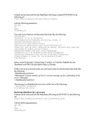 Slideshare Api Doc | PDF