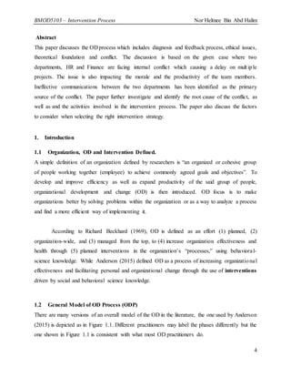 Organizational Development, OD, Intervention Process (from a case study ...
