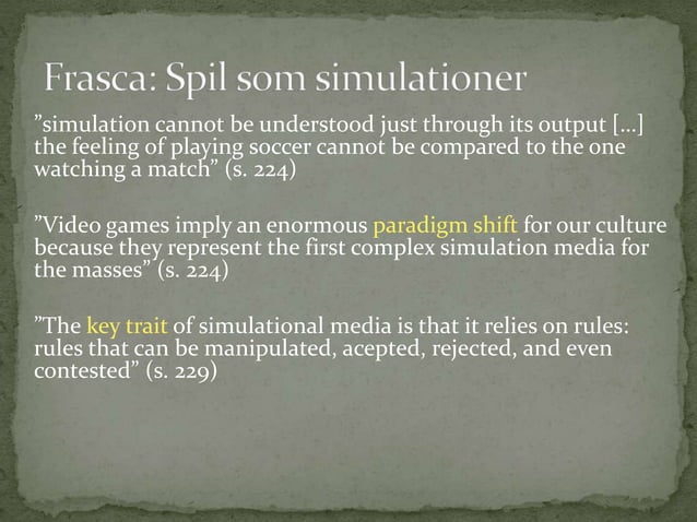 Computerspil: regelsystemer eller fortællesystemer | PPT